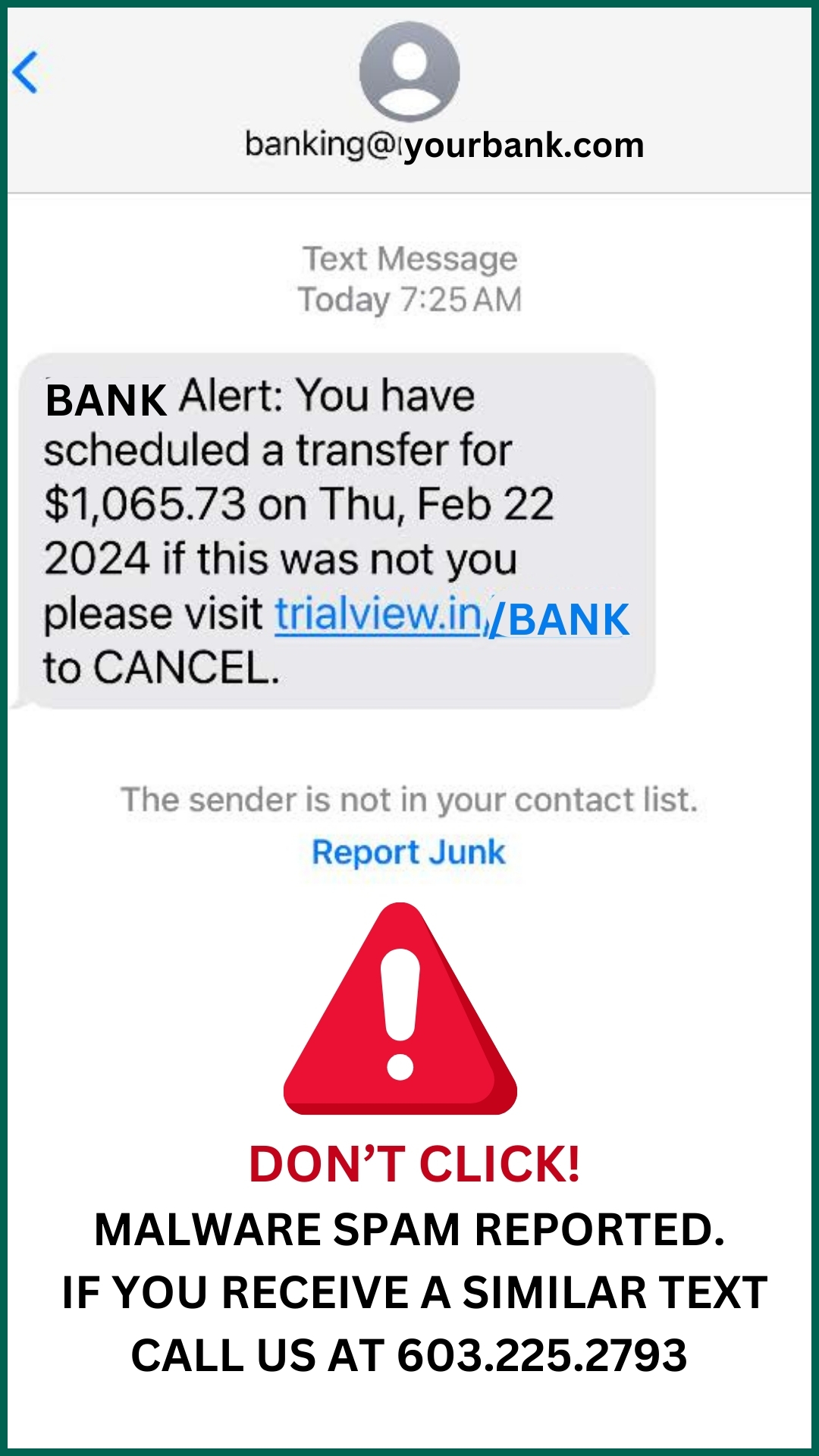 Fake Texts from Merrimack County Savings Bank – Don’t Click the Link!